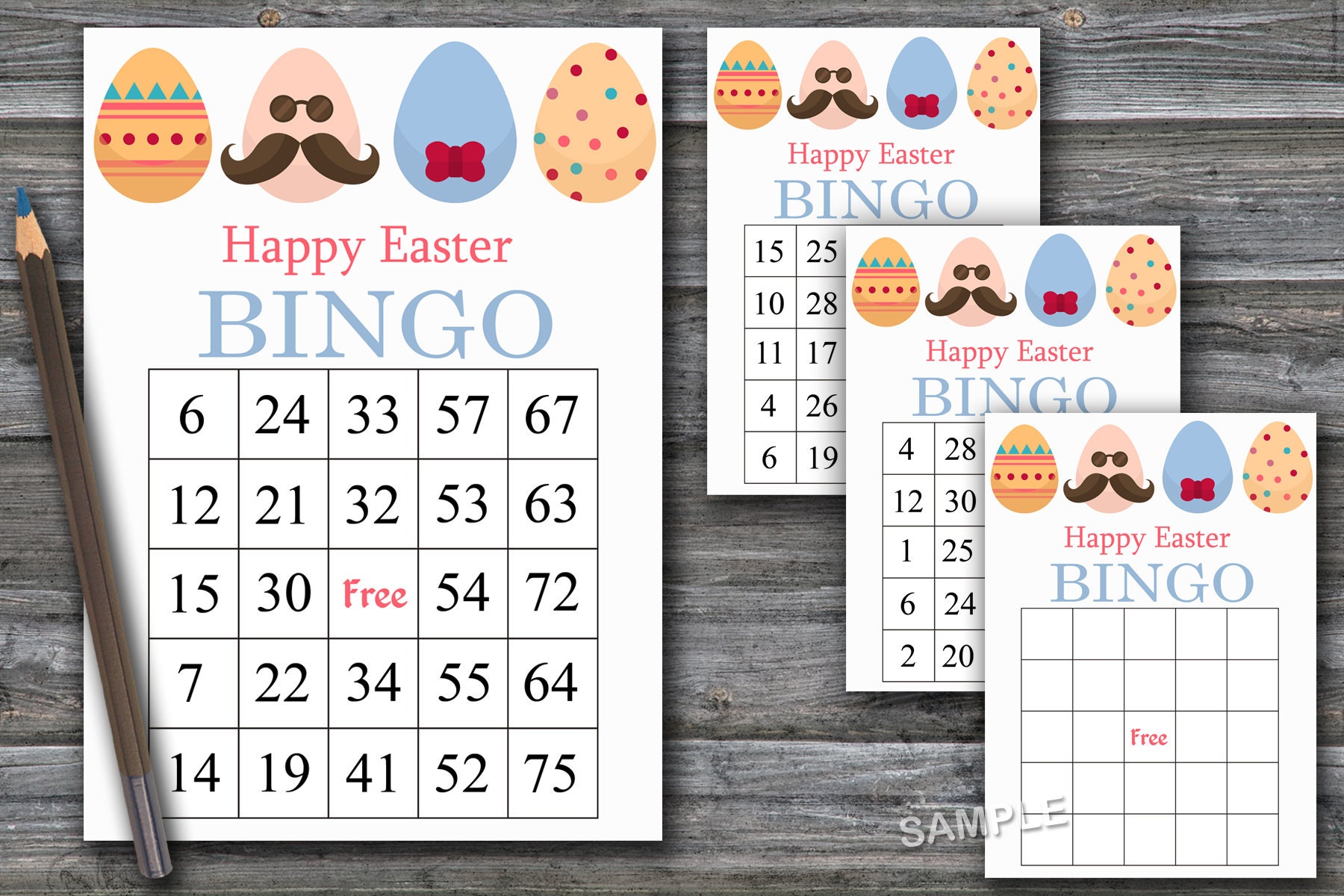Easter bingo cards Easter bingo game Easter eggs bingo game | Etsy