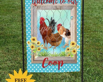 Chickens Garden Flag - Etsy