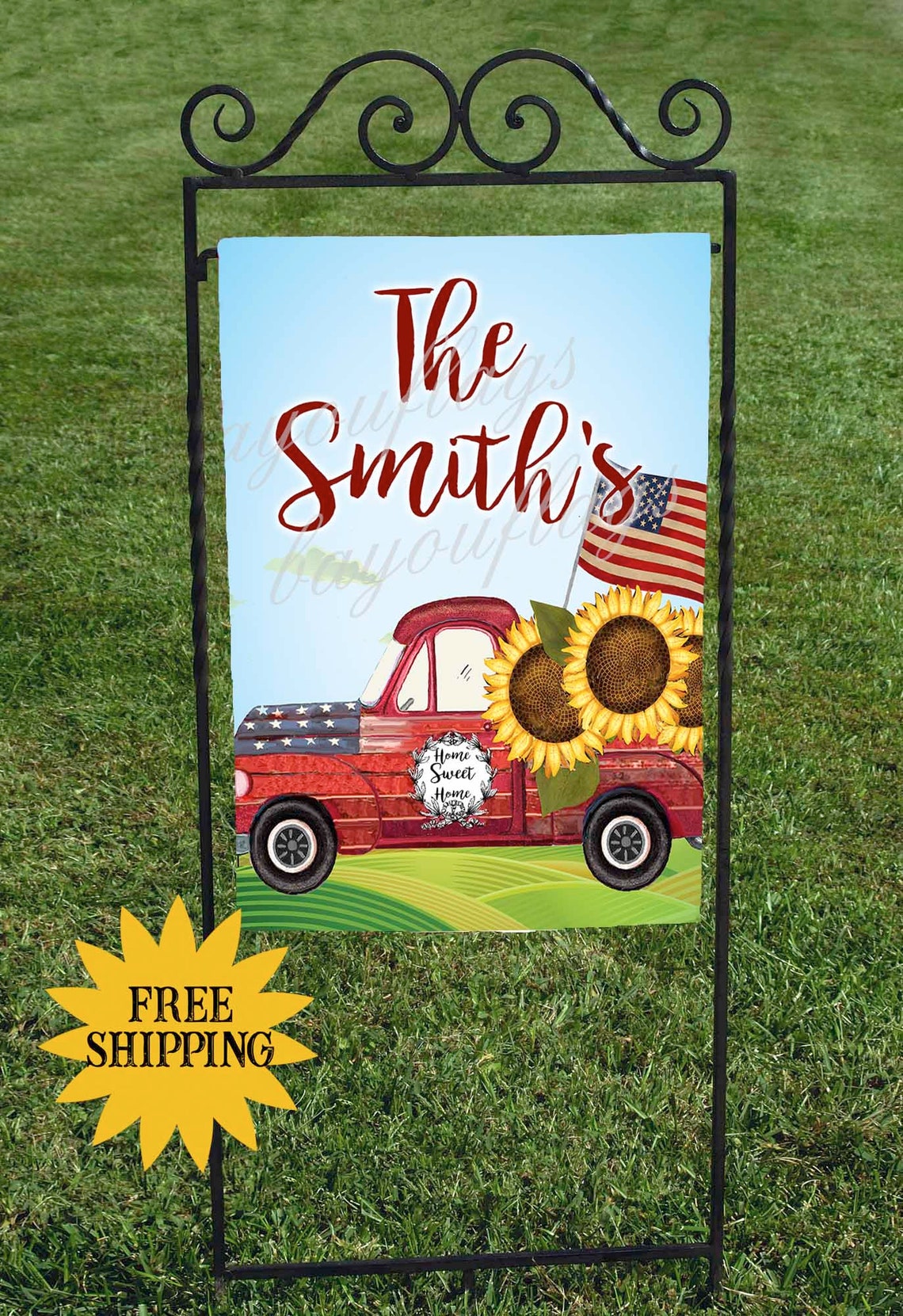 Garden Flag, Red Truck Flag, Vintage Pick up Truck, One Sided, 12"x16 ...