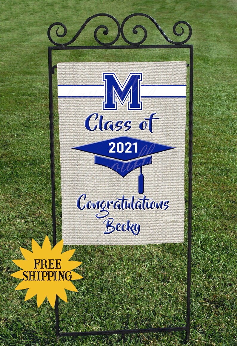 Flag Graduation Flag Cap School Initials School Colors | Etsy