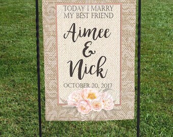 Personalized Just Married Garden Flag, Double Sided, Marriage, Wedding ...