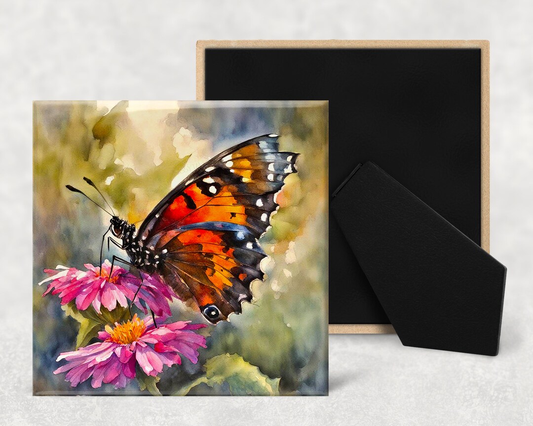 Monarch Butterfly, Art Tile, Ceramic Tile, 4"x4", 6"x6", Watercolor ...