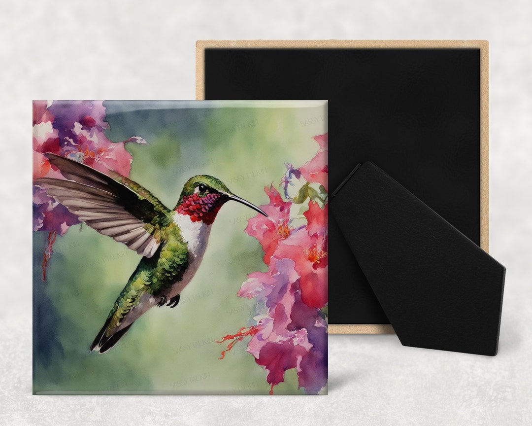 Hummingbird, Art Tile, Ceramic Tile, 4"x4", 6"x6", Watercolor ...