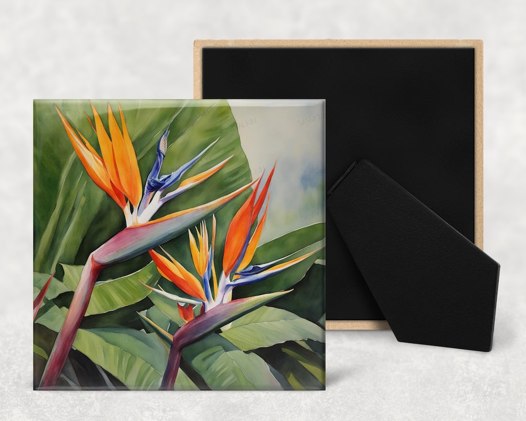 Bird of Paradise, Art Tile, Ceramic Tile, 4"x4", 6"x6", Watercolor ...