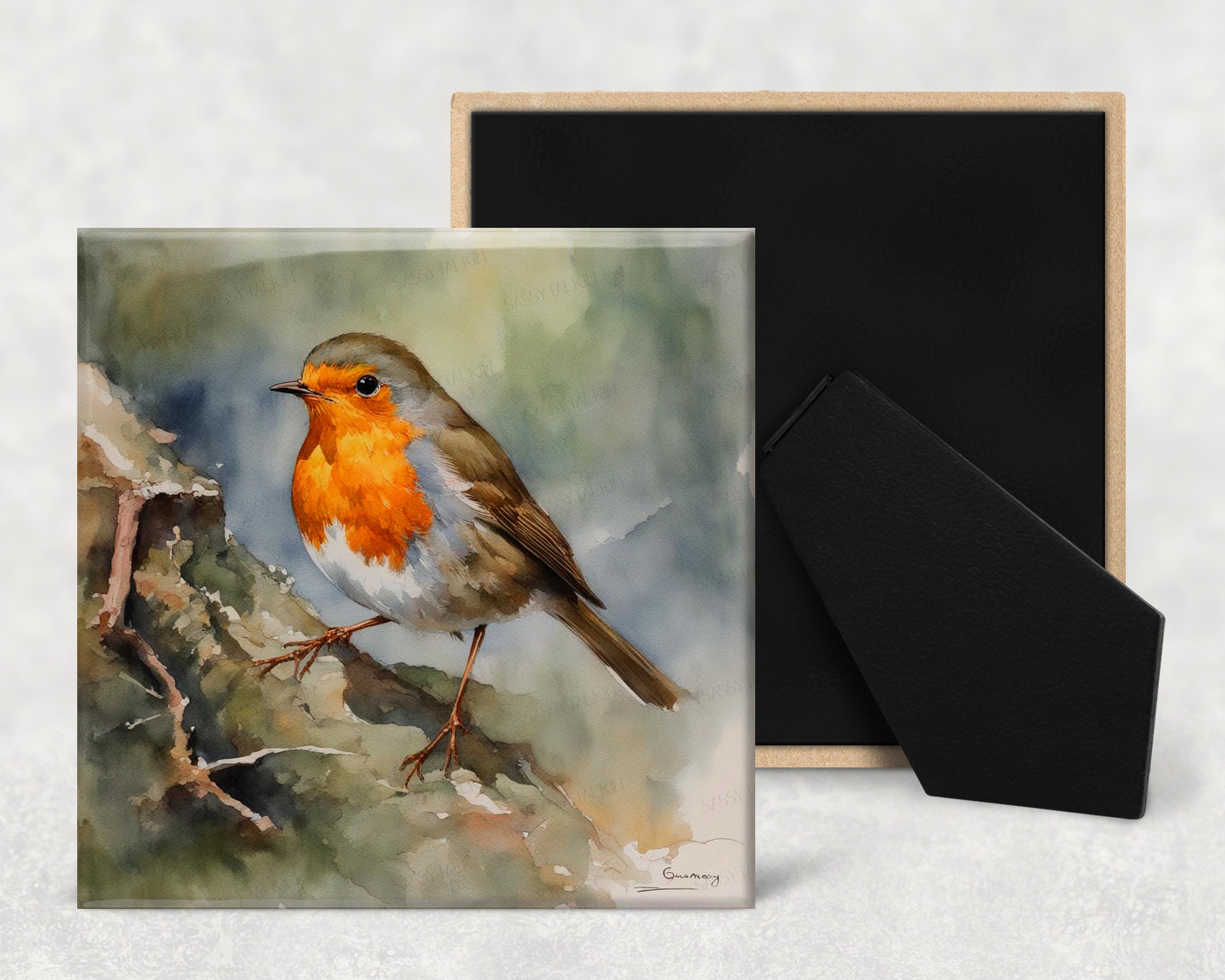 Robin, Art Tile, Ceramic Tile, 4x4, 6x6, Watercolor, Decorative Tile ...