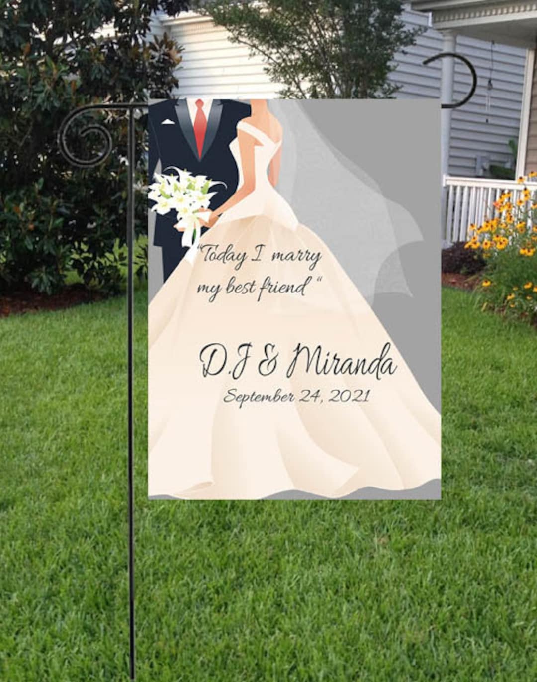 Wedding Dress Personalized, Heavy Weight Faux Burlap, Shower Flag, 12 ...