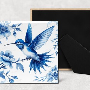 Delft, Blue & White, Hummingbird, Art Tile, Ceramic Tile, 4"x4", 6"x6 ...
