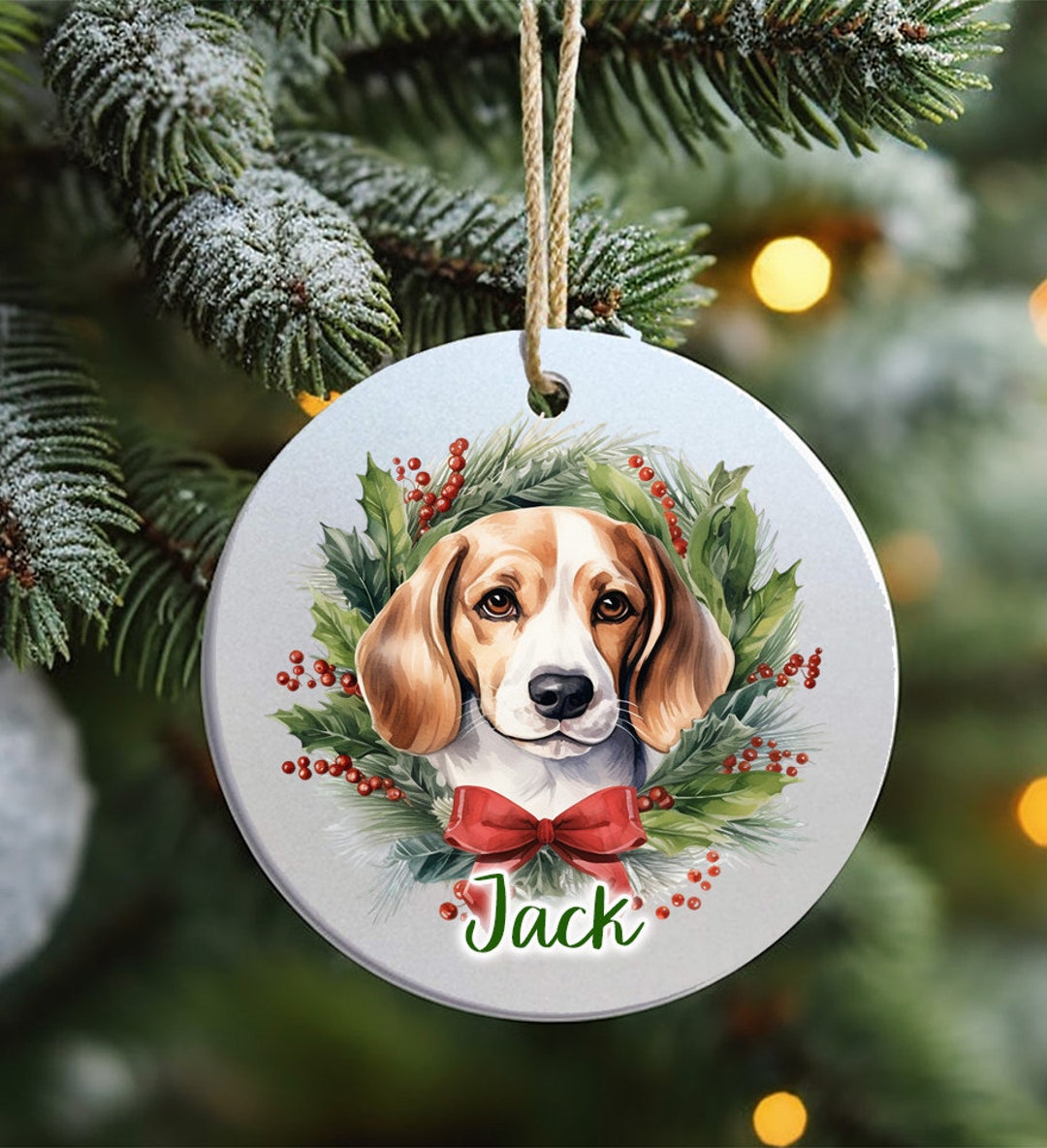 Christmas Ornament, Beagle, Dog Ornament, Personalized, 3 Round ...