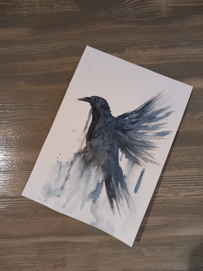Raven, Original Watercolor Painting, Wall Art - Etsy