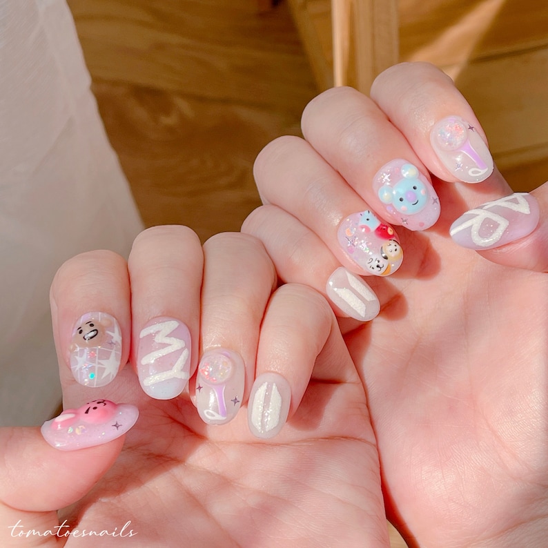 BT21 Magic Shop Press on Nails , BTS Cute K-pop Nails , ARMY BORAHAE ...