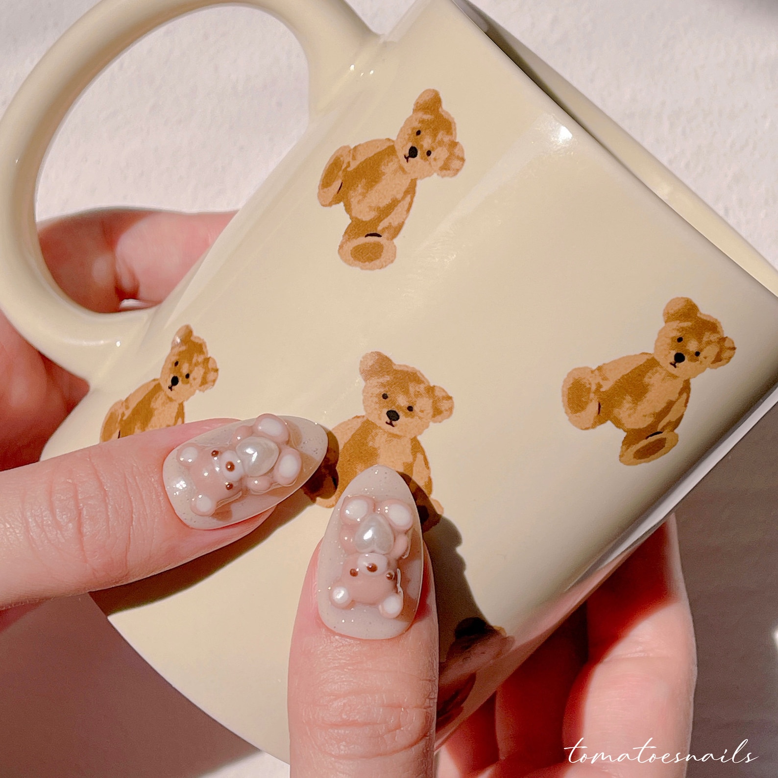 Teddy Bear Hug Nails , Sweet Teddy Nails , Reusable Coffee Brown Tone ...