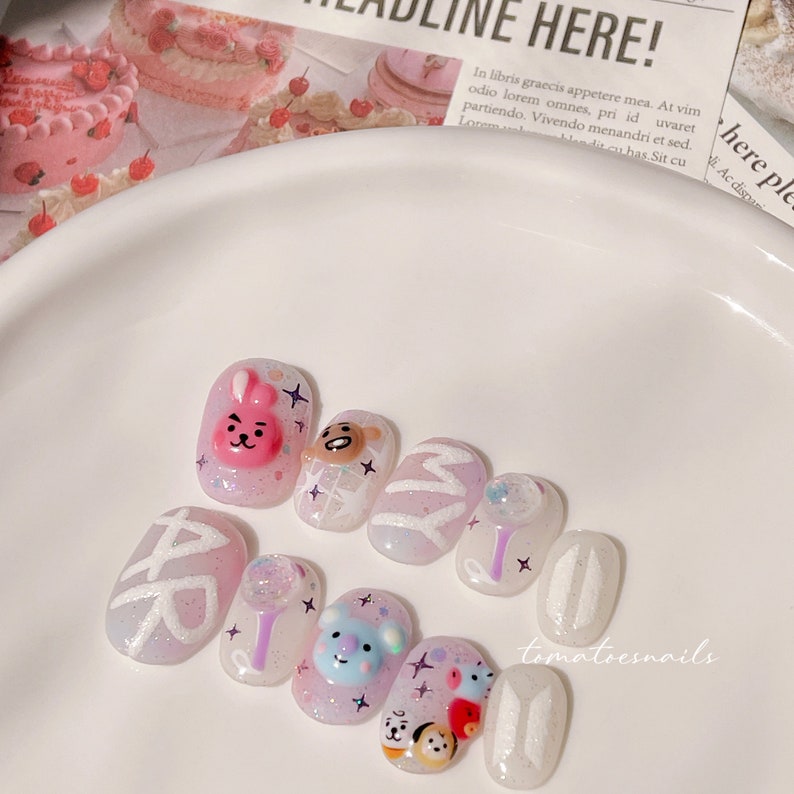 BT21 Magic Shop Press on Nails , BTS Cute K-pop Nails , ARMY BORAHAE ...