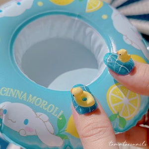 Ducky Delight Pool, Pool Party Nails, Yellow Rubber Duck Nails, Cute ...
