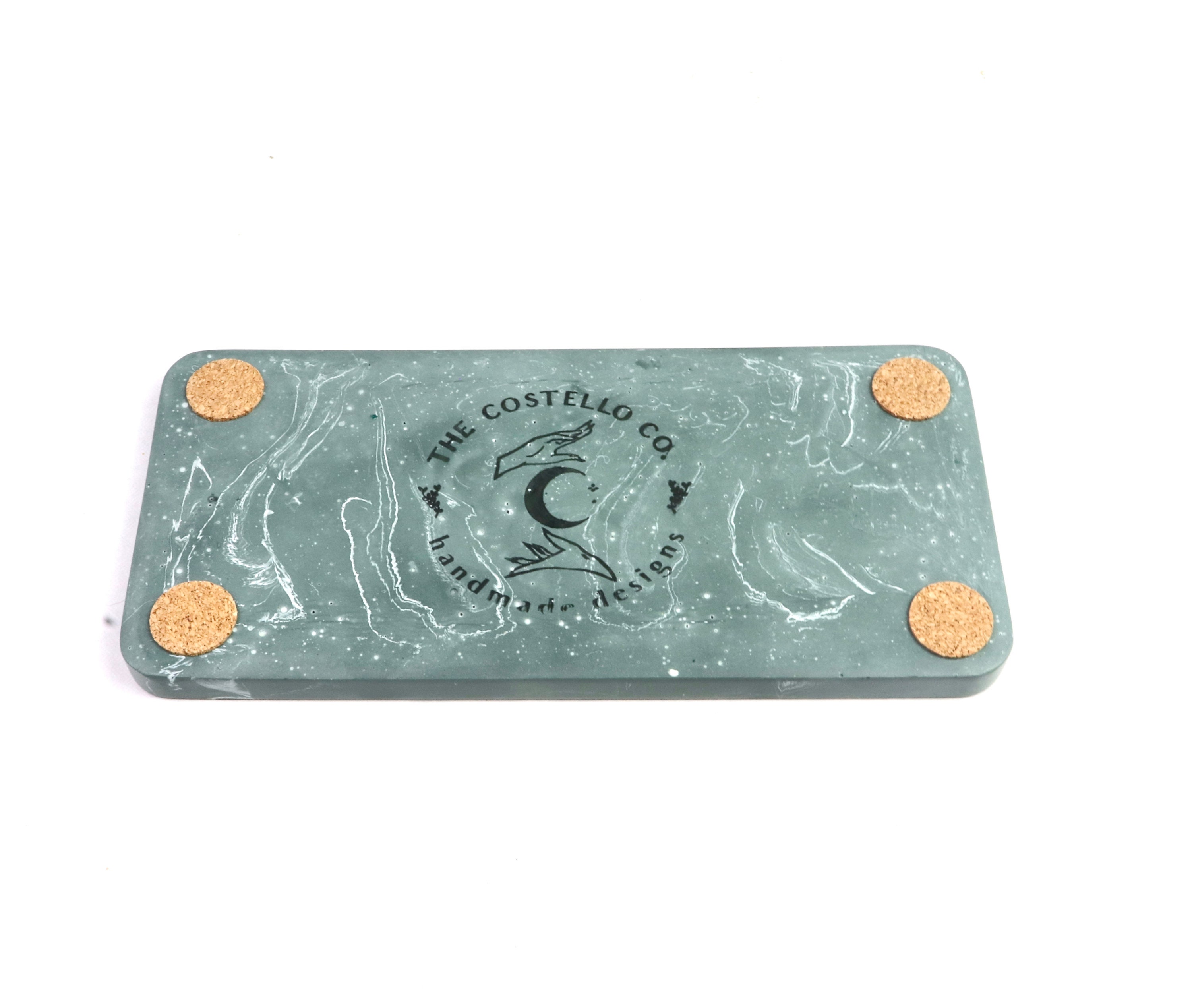 Marble Rectangular Tray Sage Green & White, Jesmonite,handmade,eco-friendly, One-of-a-kind ...