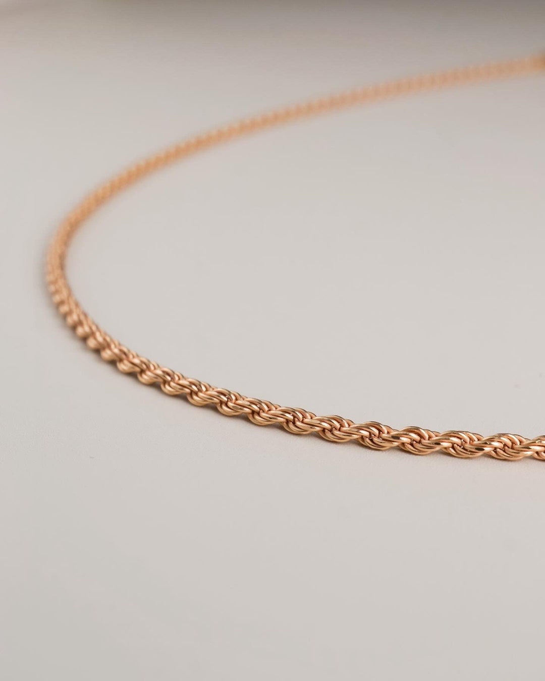 Rope Chain Necklace, in Champagne Gold Sterling Silver. 2 Micron Plated ...