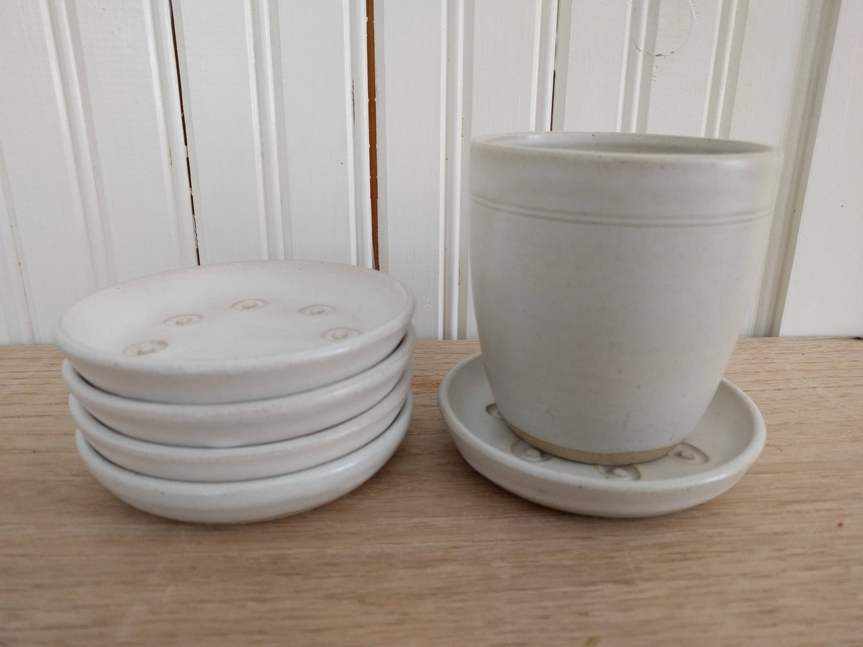 Handmade Ceramic Coaster, Rustic White Ceramic Coaster - Etsy