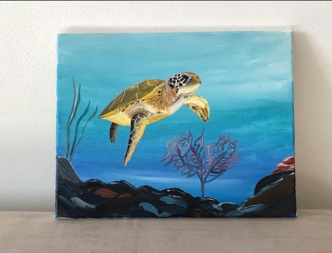 11 X 14 Acrylic Painting- Sea Turtle - Etsy