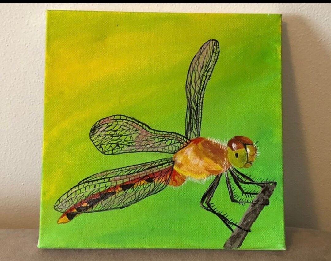 8 X 8 Acrylic Painting - Dragonfly - Etsy
