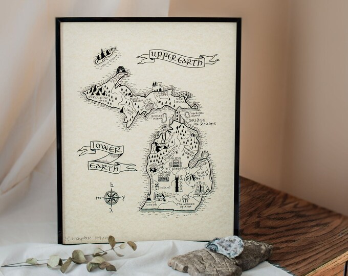 Lord of the Rings / the Hobbit Middle Earth Map of Michigan - Etsy