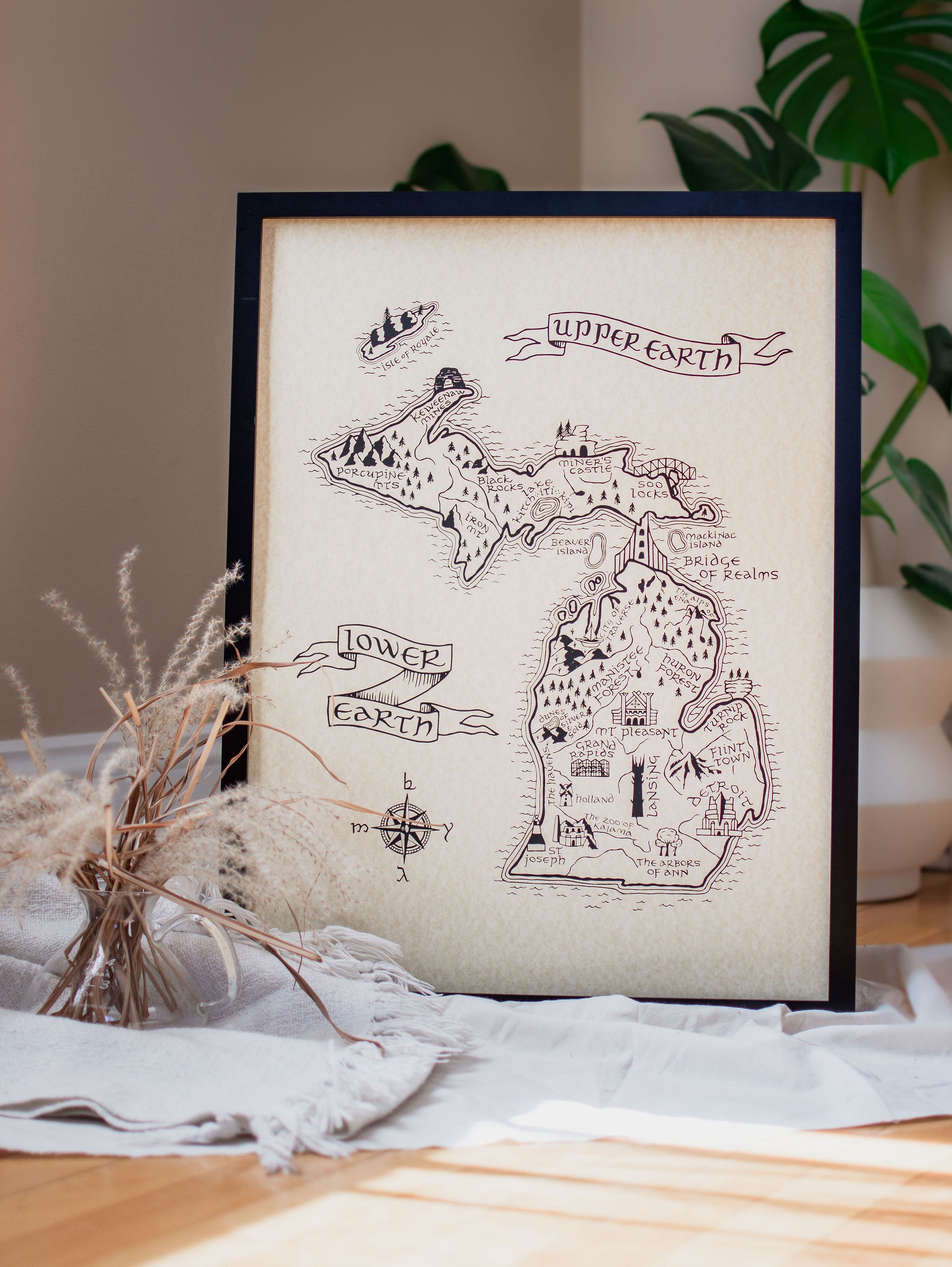 Lord of the Rings / the Hobbit Middle Earth Map of Michigan - Etsy
