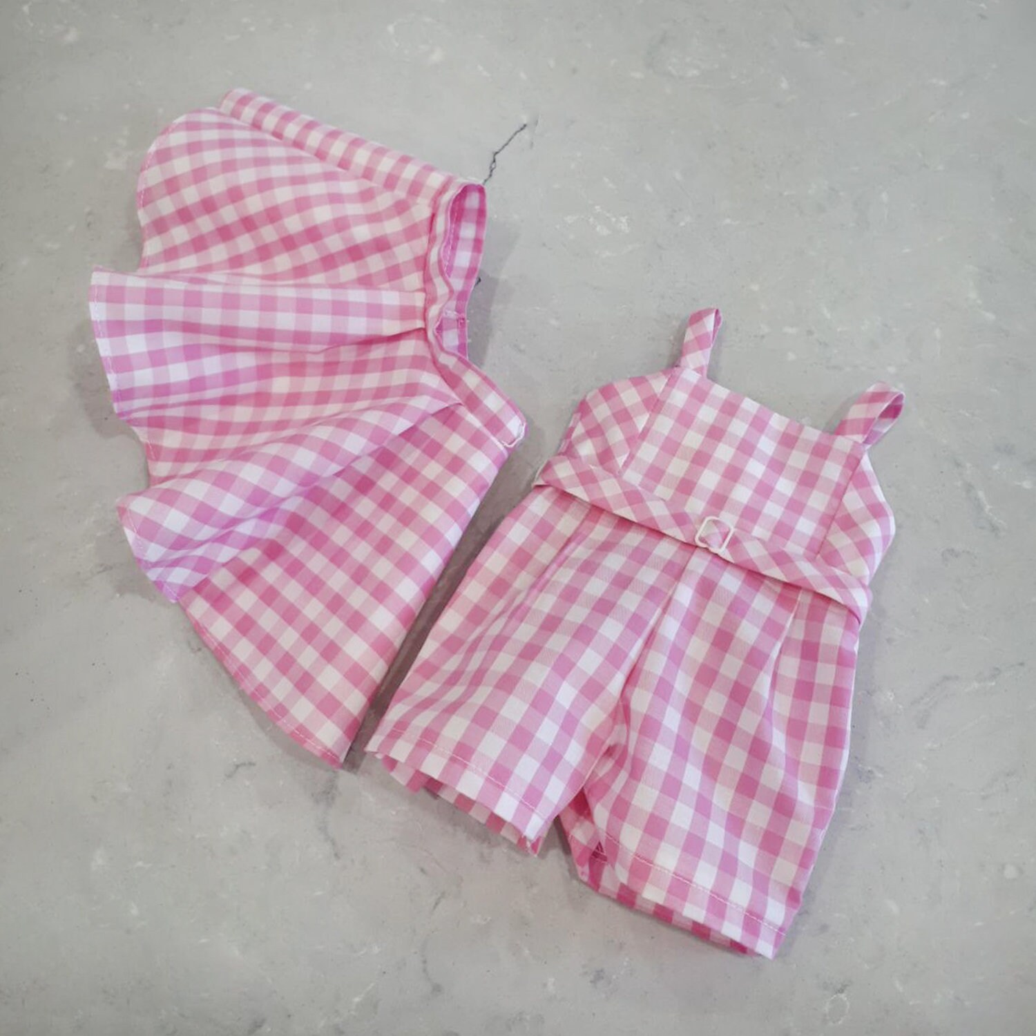 Gingham Pink Doll Outfit Mix and Match Romper With Skirt and Detachable ...