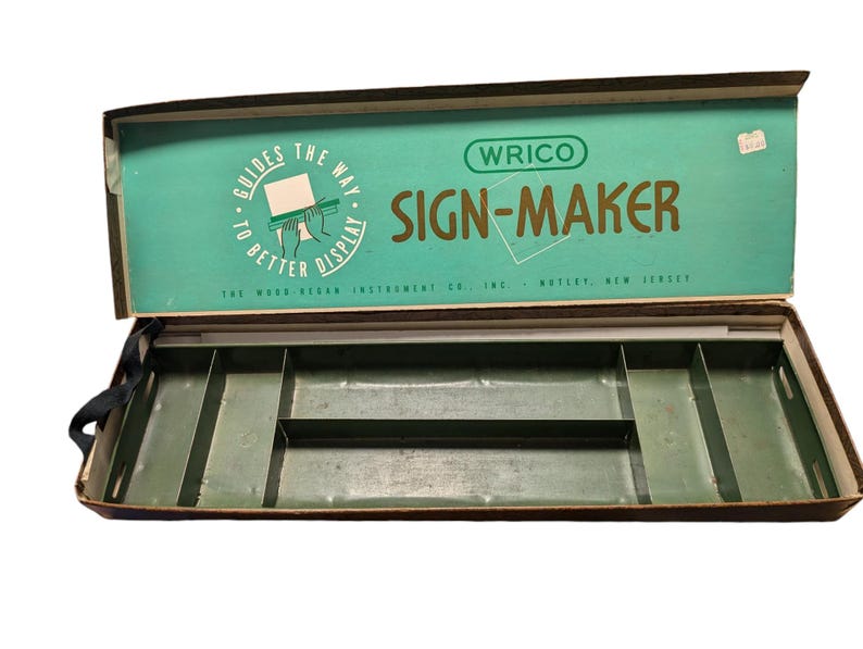 Vintage Wrico Mid Century Sign Maker Cardboard Case With Steel Insert ...