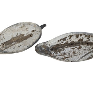 Antique Rustic Primitive Marked Matching Mated Pair of 2 White Gray ...