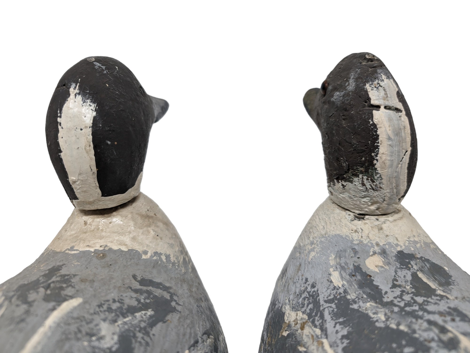 Antique Rustic Primitive Marked Matching Mated Pair of 2 White Gray ...