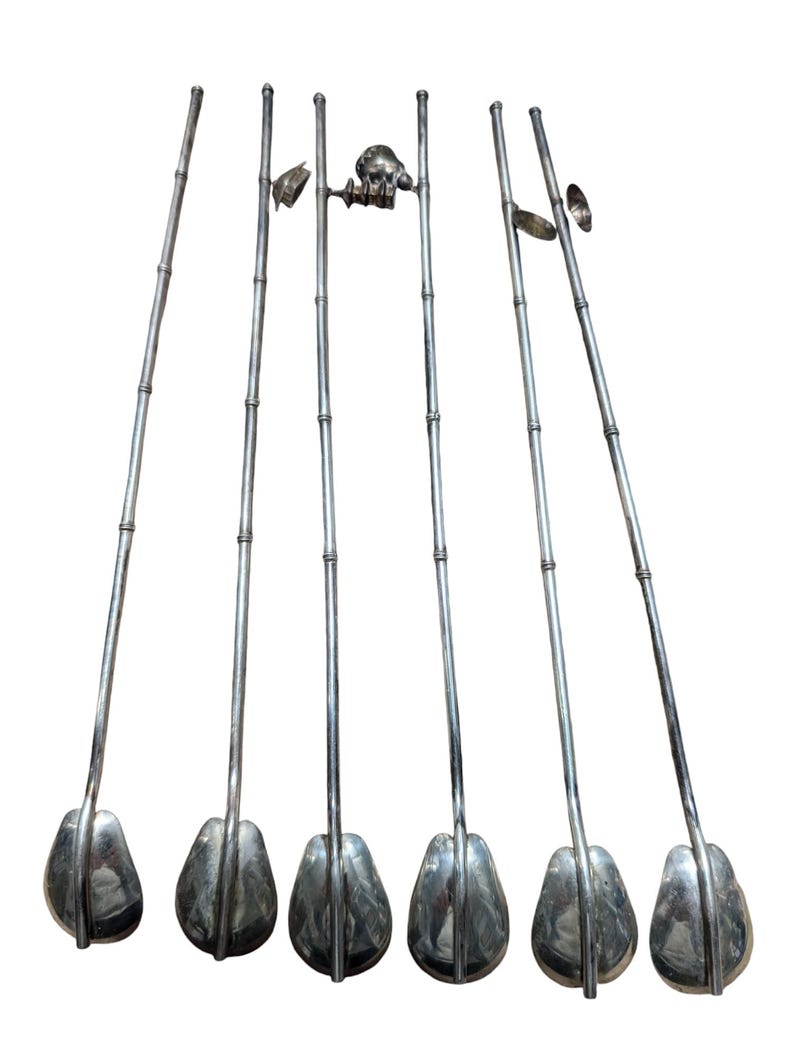 Sterling Silver 9 Tall Japanese Motif Cocktail Iced Tea Sipping Straw ...