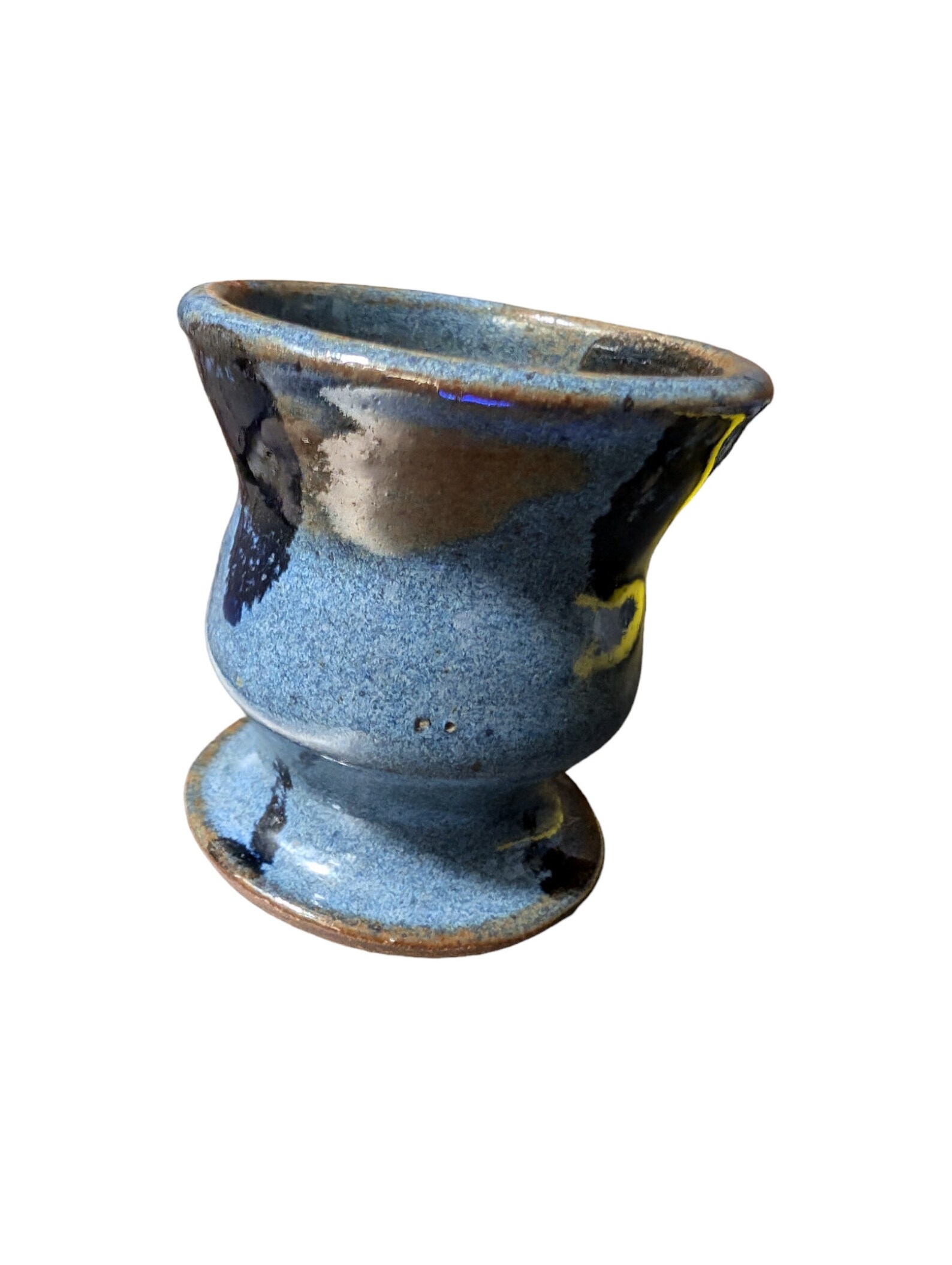 VTG Signed Studio Pottery Stoneware Hand Thrown Blue on Blue Glazed 3. ...