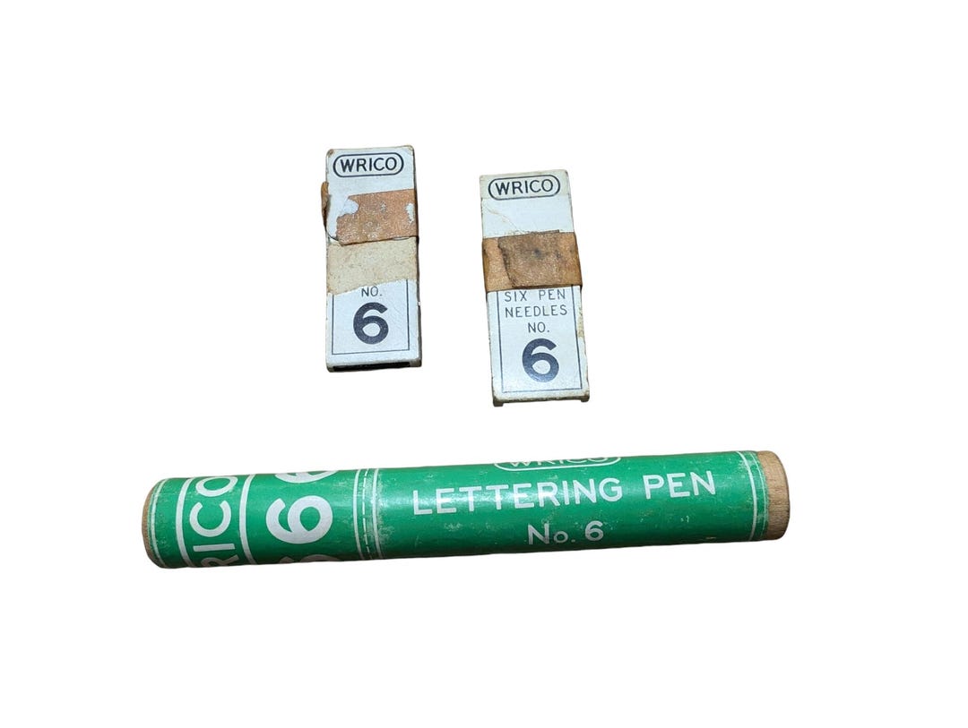 Vintage Unopened Wrico No 6 Drafting Sign Lettering Pen Body and 12 New ...