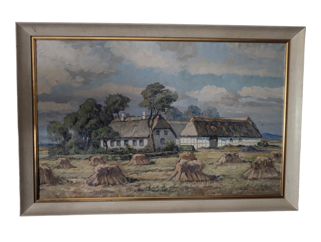 1901 Carl Mortensen Signed Original Oil Painting Danish Landscape ...