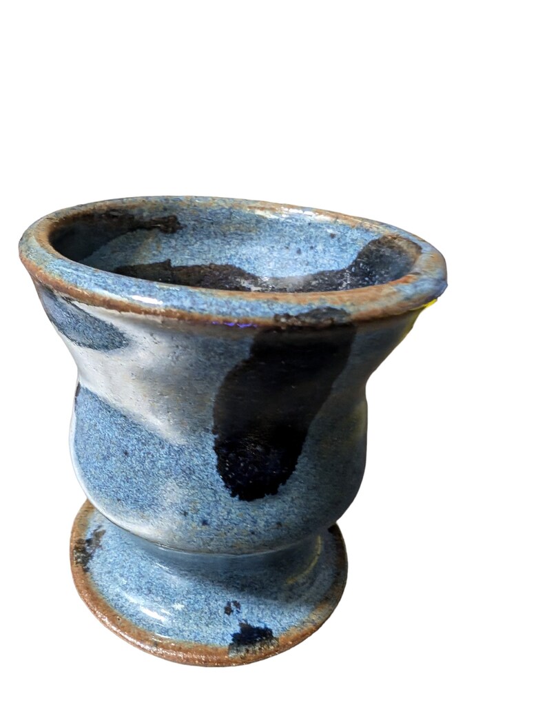 VTG Signed Studio Pottery Stoneware Hand Thrown Blue on Blue Glazed 3. ...