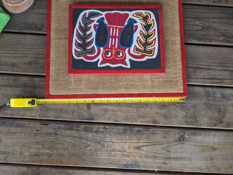 Vintage MCM Kuna Mola Owl Double Framed Handmade Panama Wall Art With ...