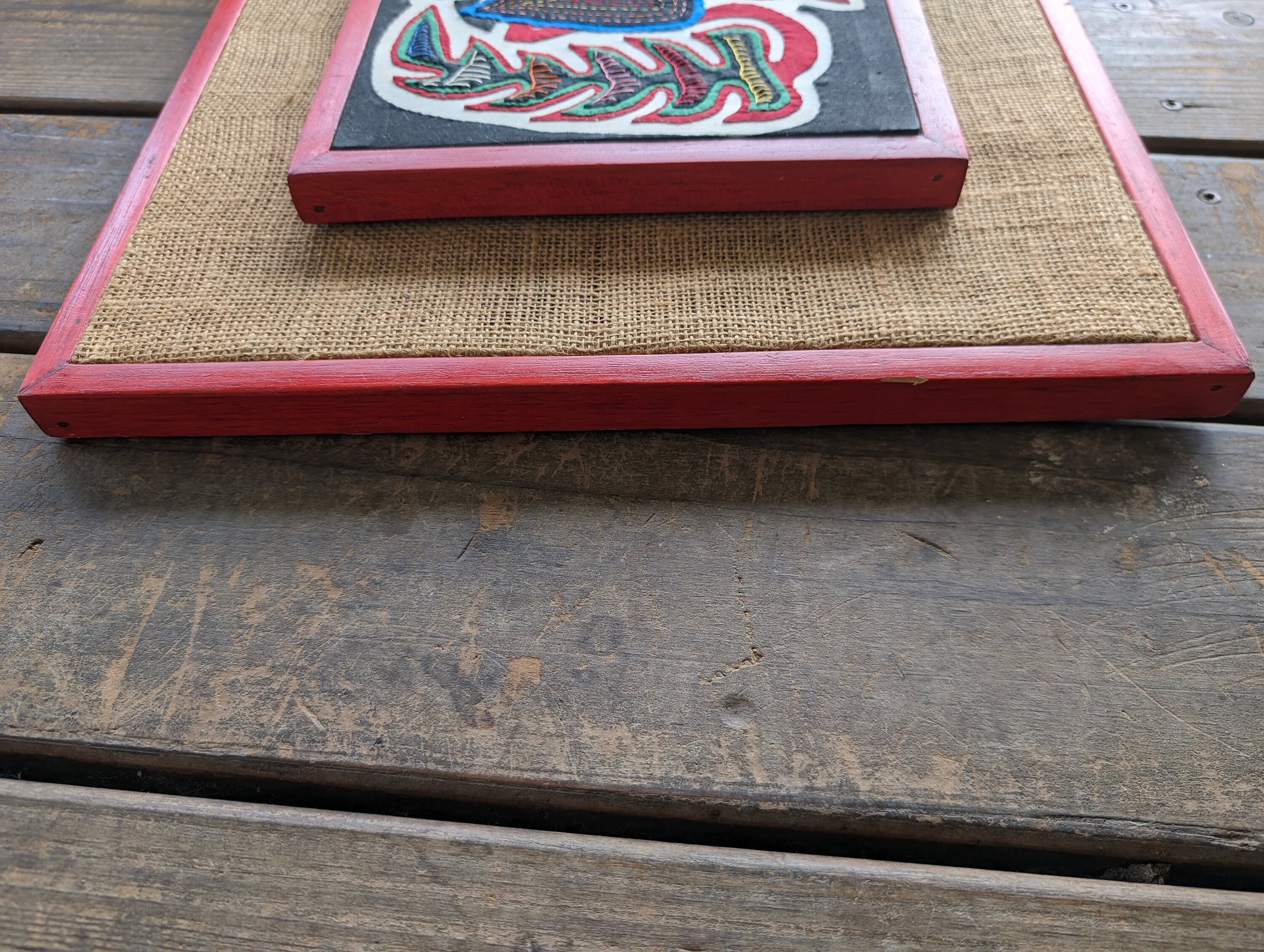 Vintage MCM Kuna Mola Owl Double Framed Handmade Panama Wall Art With ...
