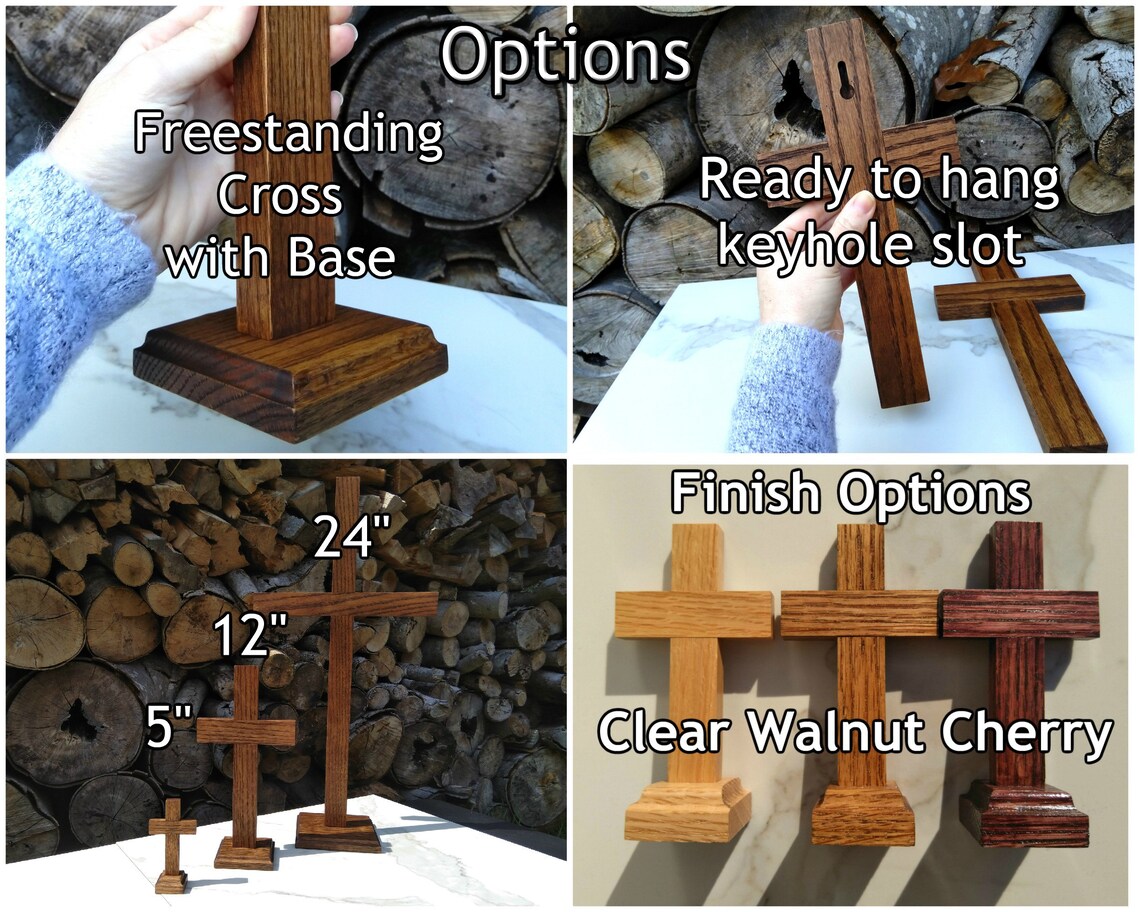 Solid Oak Mini Cross with base Small Cross Cross on Stand | Etsy