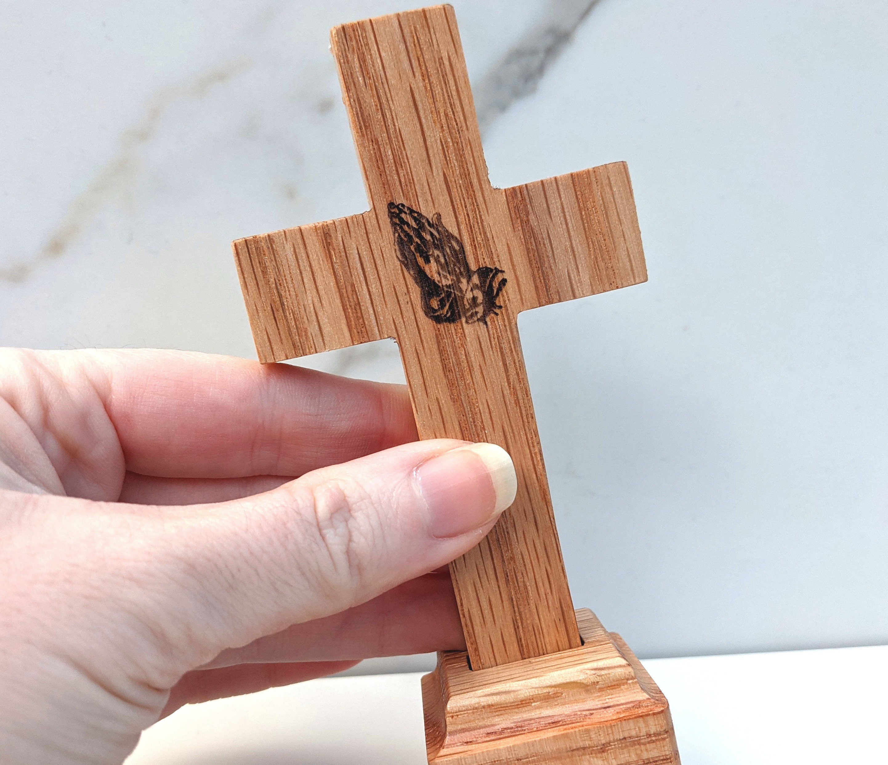 Solid Oak Mini Cross With Base Small Cross Cross on Stand | Etsy