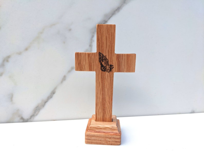 Solid Oak Mini Cross With Base Small Cross Cross on Stand - Etsy
