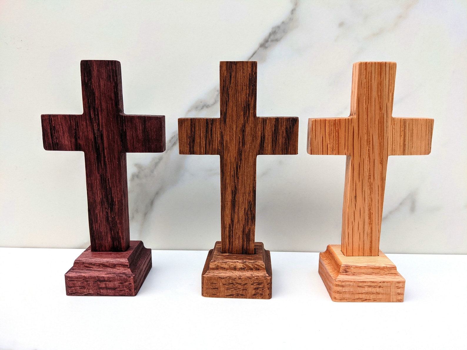 Solid Oak Mini Cross With Base Small Cross Cross on Stand - Etsy