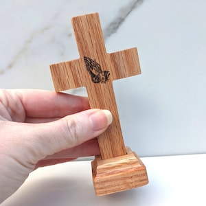 Solid Oak Mini Cross With Base, Small Cross, Cross on Stand, Oak Cross ...