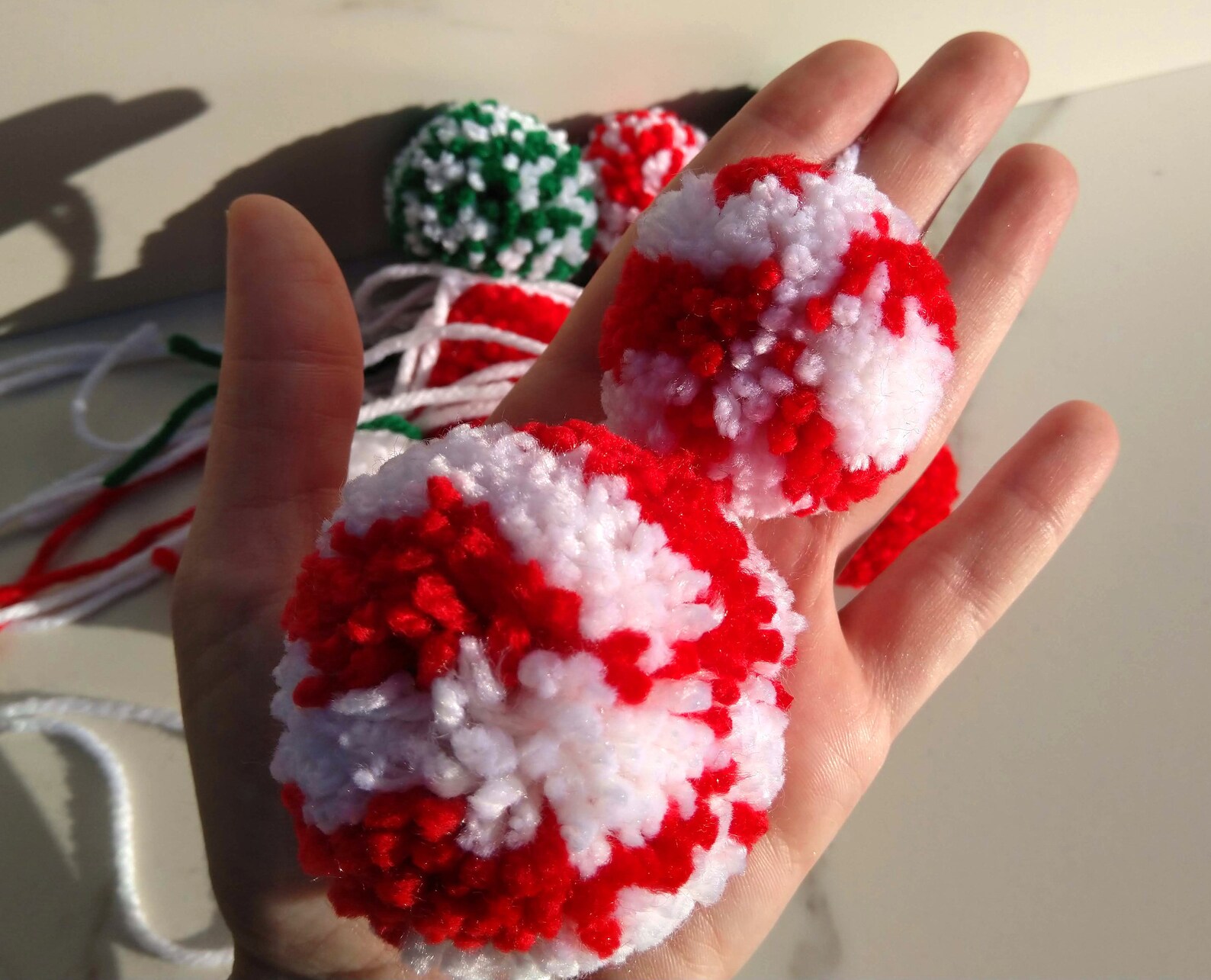 Christmas Pompoms Holiday Poms Pom Poms Winter Pompoms | Etsy