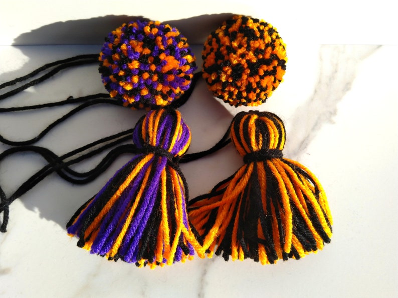 Halloween Pompoms Holiday Poms Pom Poms Fall Pompoms | Etsy