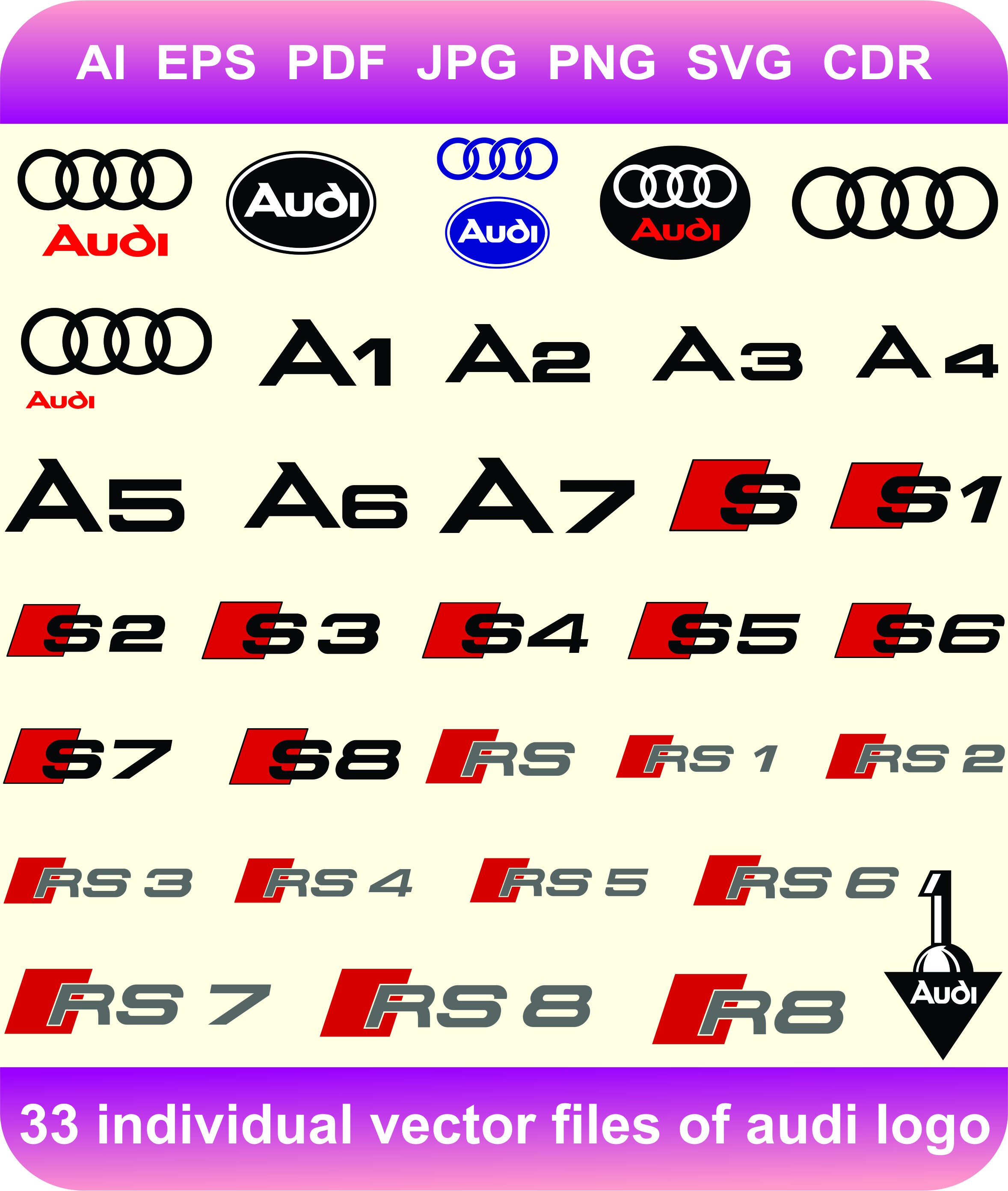 Vector logo de Audi Audi a4 vector logo archivo de vector de | Etsy