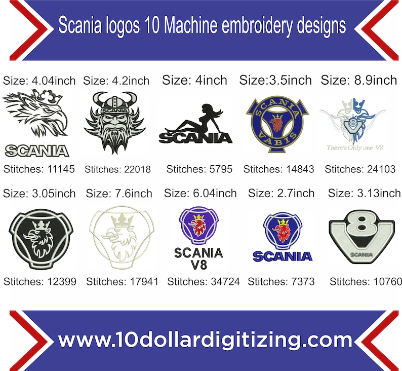 Scania logos embroidery designs Griffin Scania v8 logo | Etsy