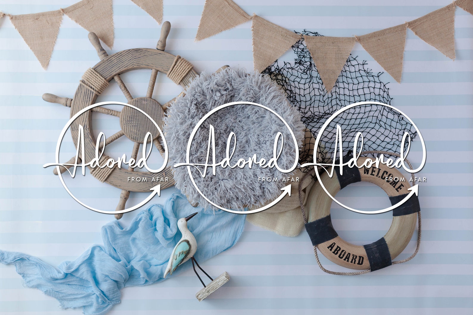 Nautical Theme Newborn Digital Backdrop Background Gray | Etsy