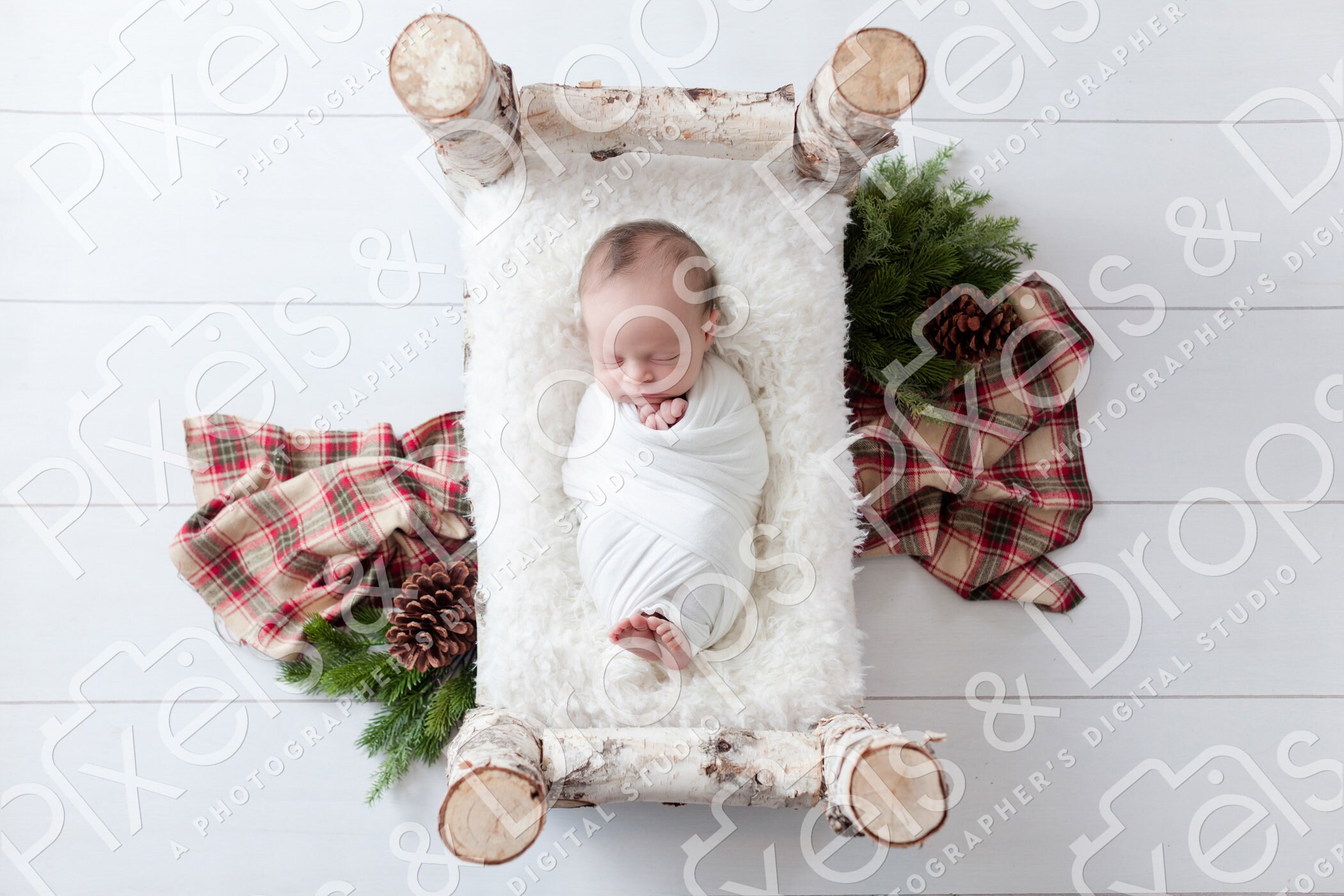 White Rustic Log Bed Digital Backdrop, Digital Backdrop for Newborn ...