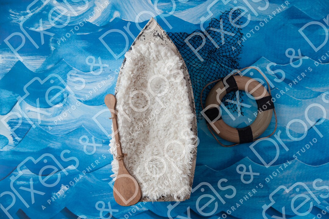 Nautical Newborn Digital Backdrop Background Gray Boat With Paddle ...