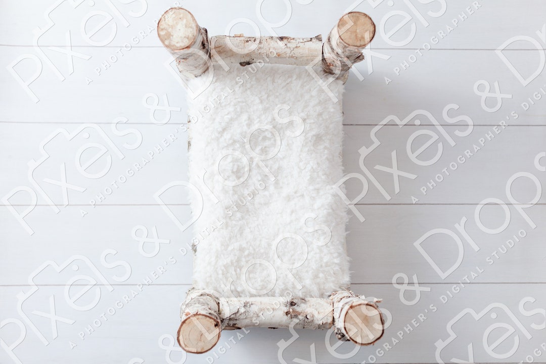 White Wood Log Bed Digital Backdrop, Digital Backdrop for Newborn ...
