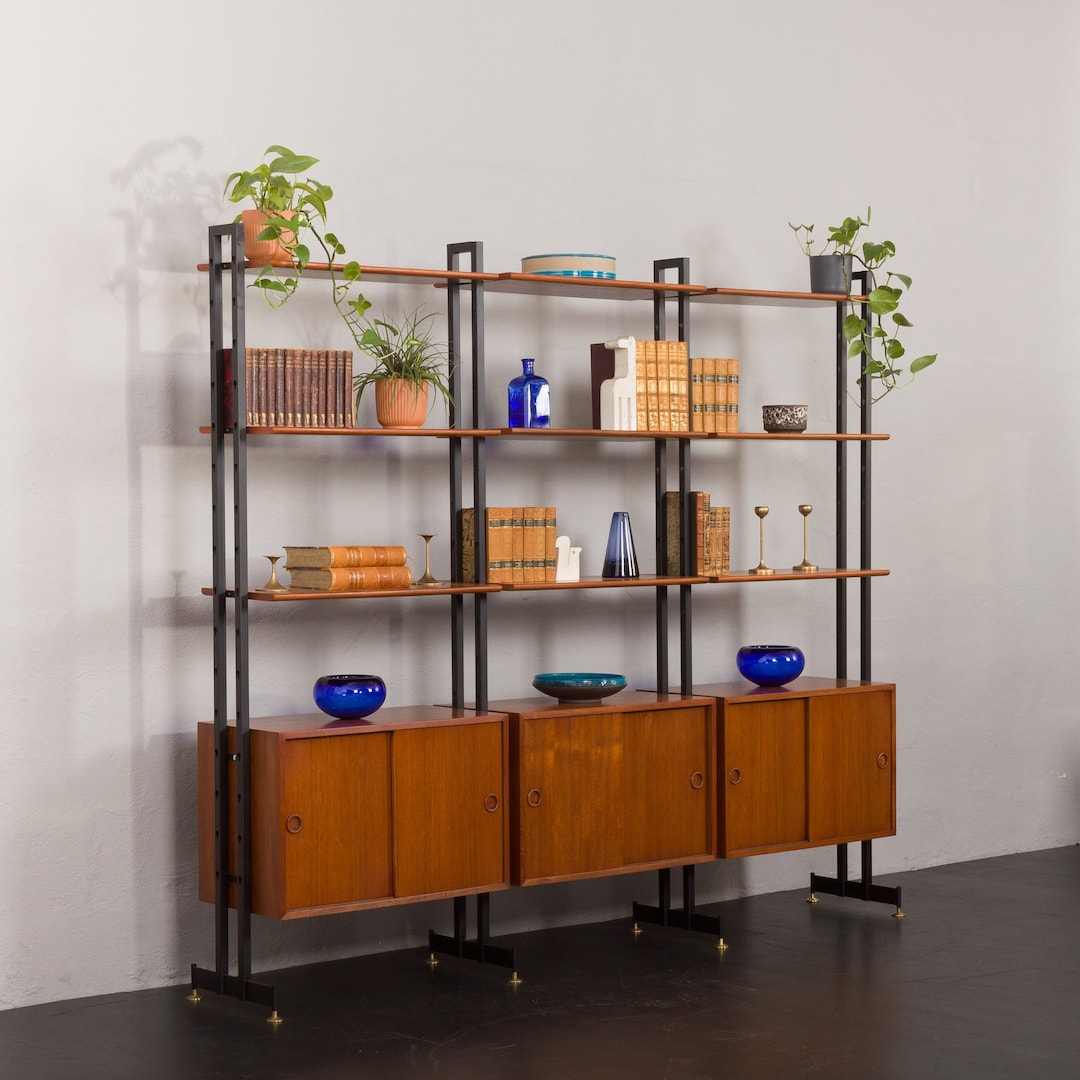 Italian Vintage Free Standing 3 Bay Two Sided Wall Unit, or Room ...