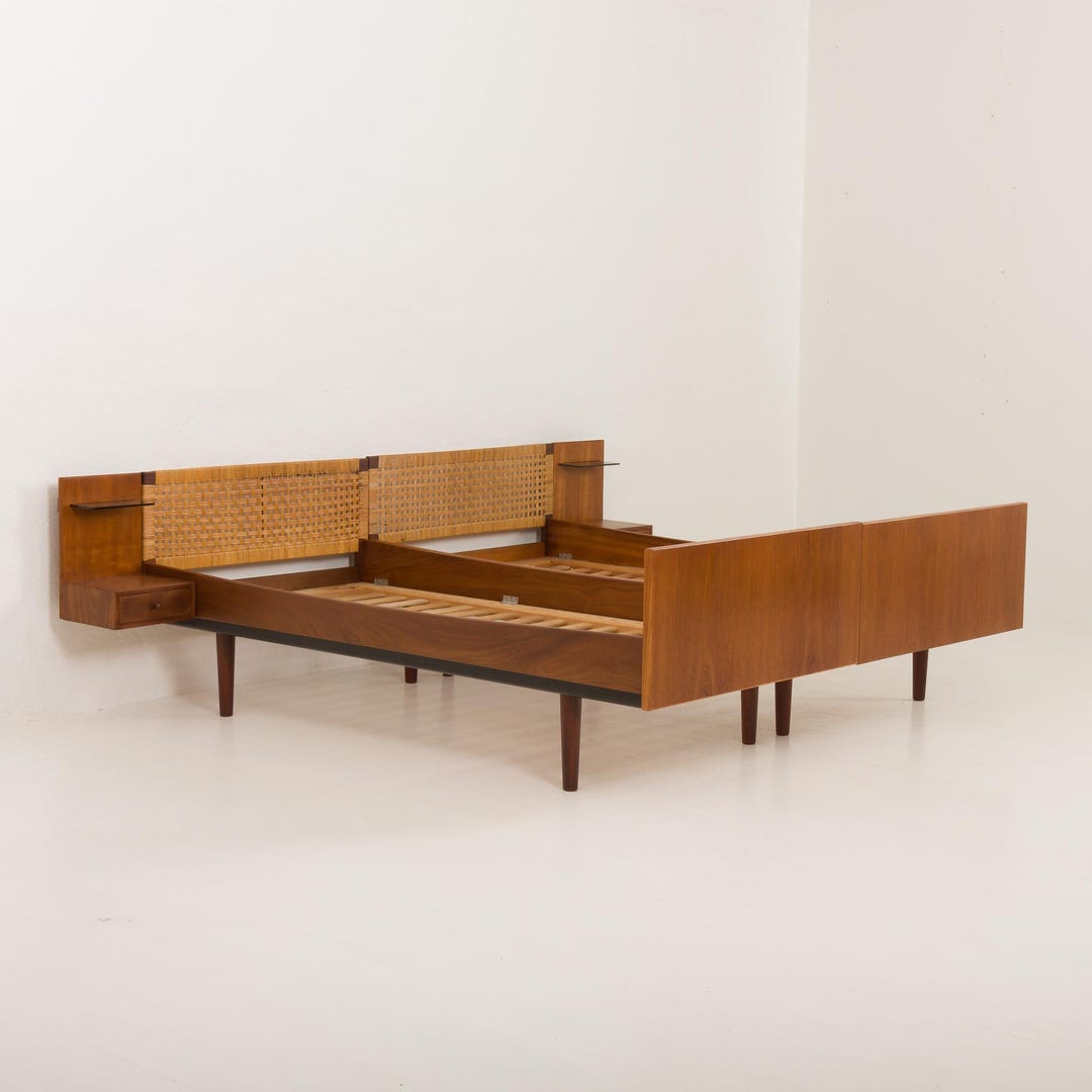 Hans J. Wegner Double Bed in Teak and Cane for Getama, 1960s - Etsy